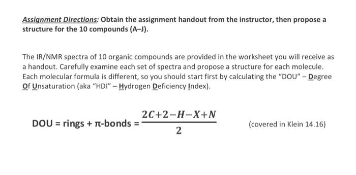 Assignment Directions: Obtain the assignment handout | Chegg.com