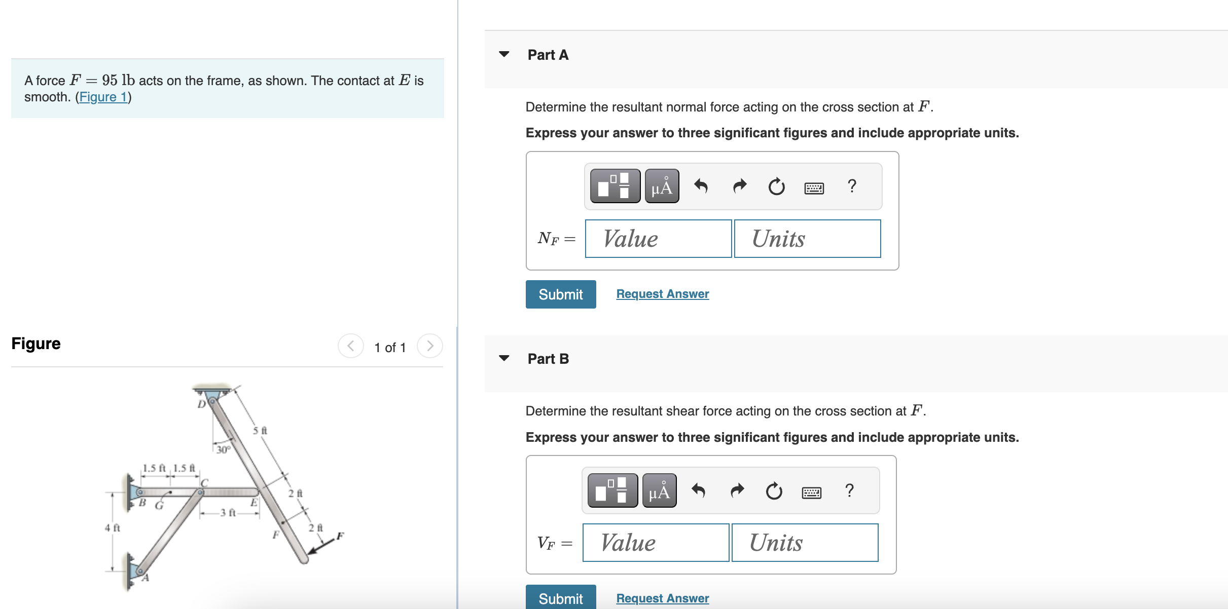 Solved Part AA force \( ﻿F=95 \mathrm{lb} \) ﻿acts on the | Chegg.com