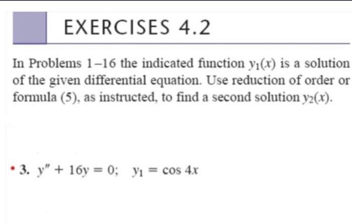 Solved In Problems 1-16 the indicated function y1(x) is a | Chegg.com