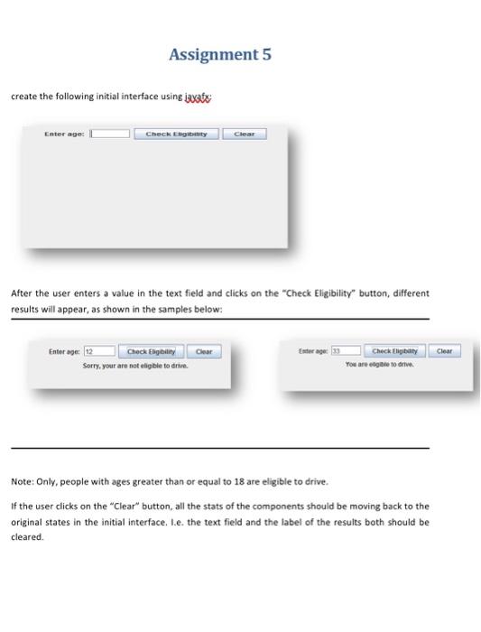 Solved create the following initial interface using iaxafc: | Chegg.com
