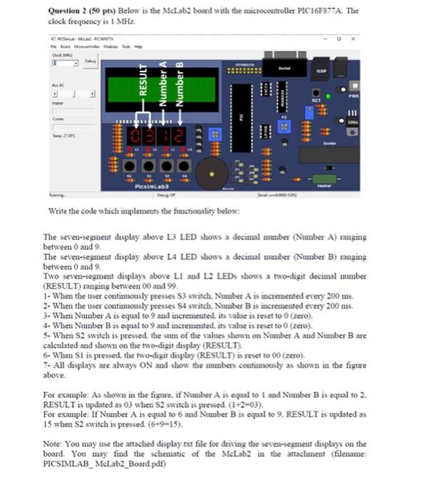 Solved Question 2 (50 pts) Below is the McLab2 board with | Chegg.com