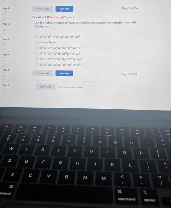 Question 7 (Mandatory) (2 points) Use the Aufbau | Chegg.com