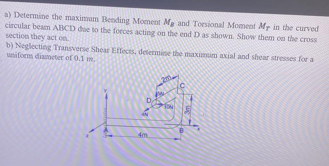 Solved a) Determine the maximum Bending Moment Mg and | Chegg.com