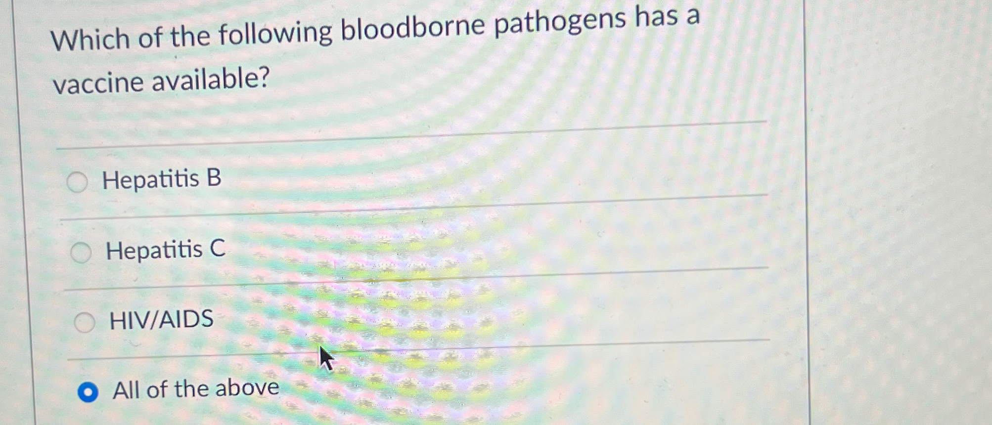 Solved Which of the following bloodborne pathogens has a | Chegg.com