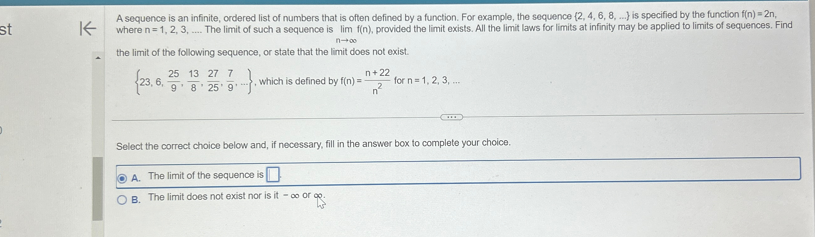 Solved A sequence is an infinite, ordered list of numbers | Chegg.com