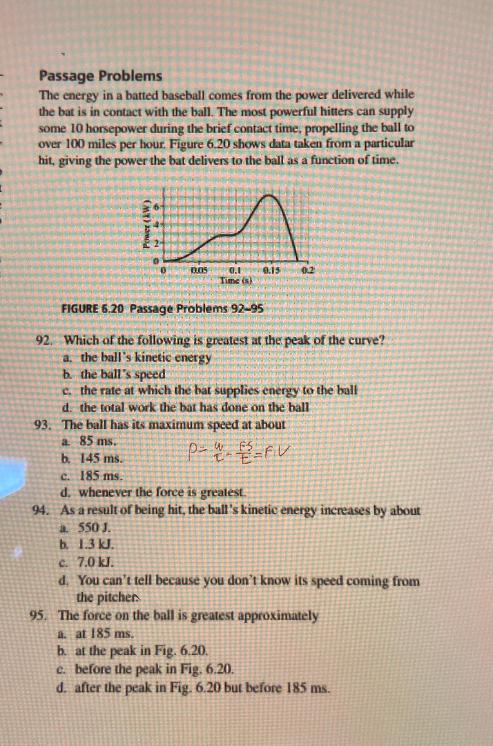 Solved Passage ProblemsThe energy in a batted baseball comes | Chegg.com