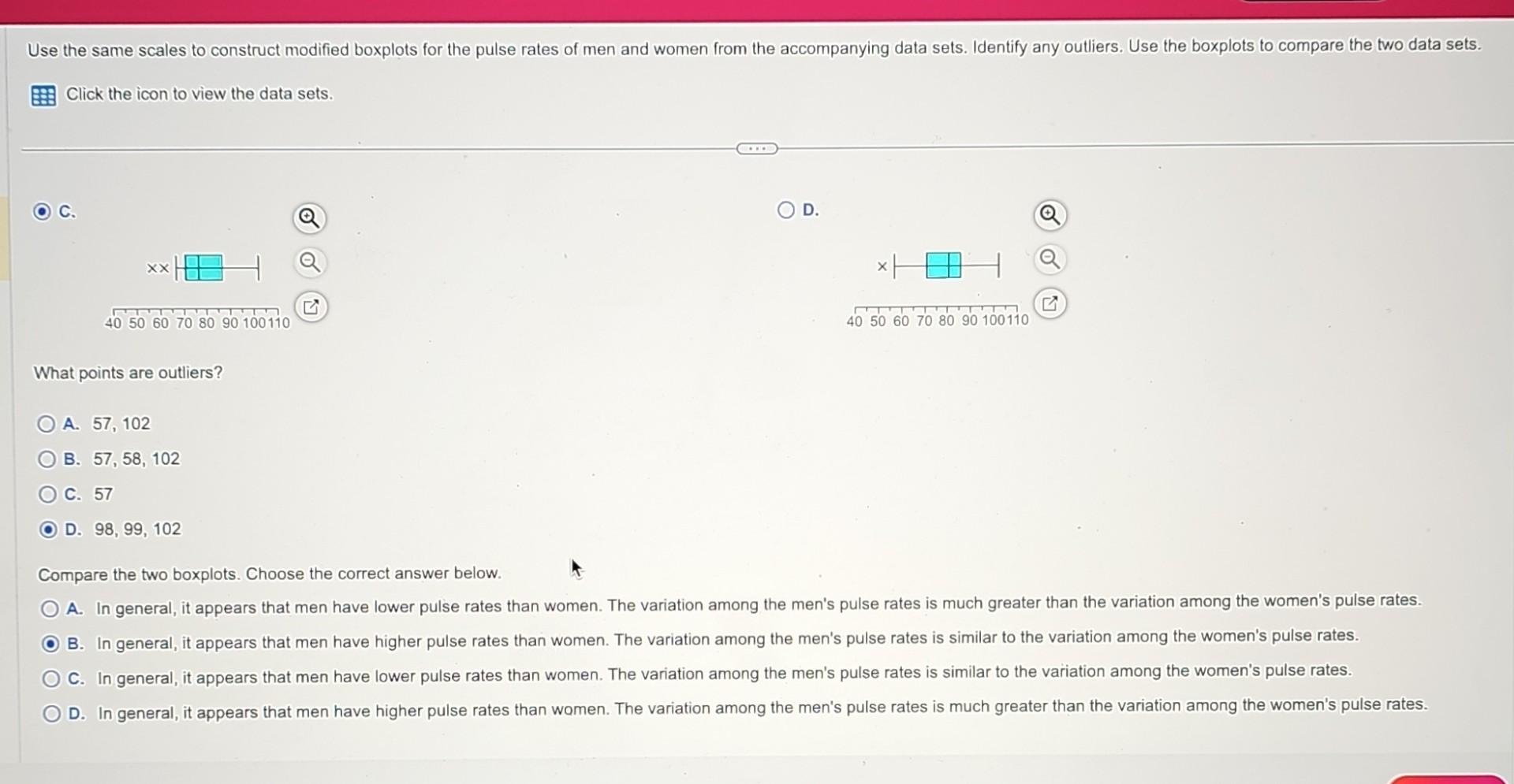 Solved Use the same scales to construct modified boxplots | Chegg.com