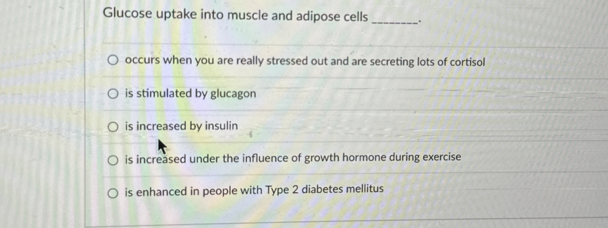 Solved Glucose uptake into muscle and adipose cellsoccurs | Chegg.com