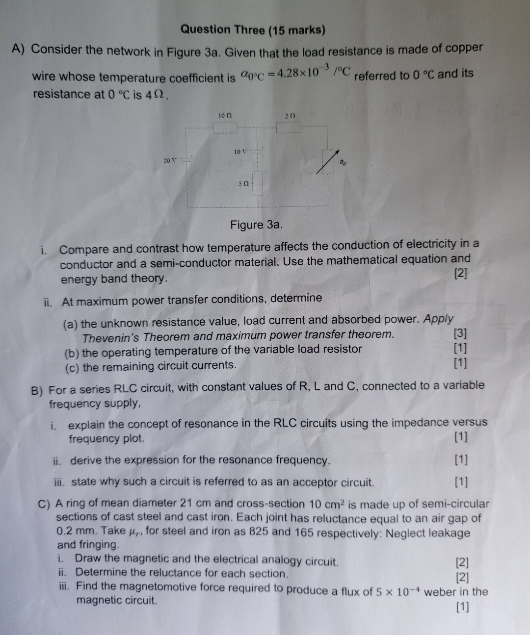 Question Three (15 ﻿marks)A) ﻿Consider the network in | Chegg.com