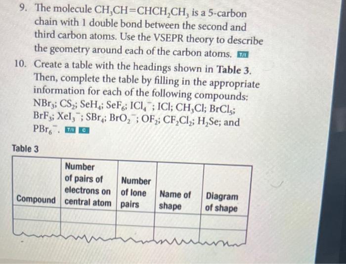 Solved 9. The molecule CHCH=CHCH,CH, is a 5-carbon chain | Chegg.com
