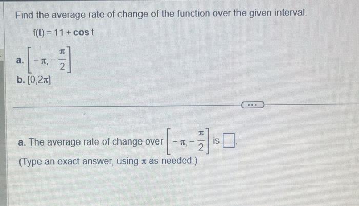 Solved Find the average rate of change of the function over | Chegg.com