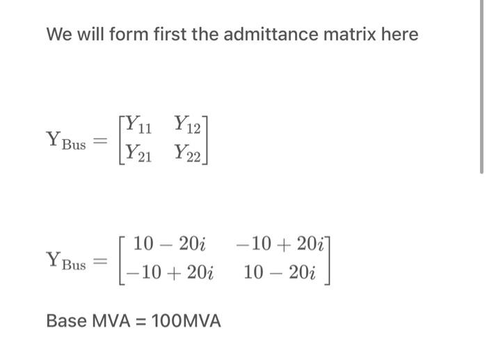 Solved how did we find the admittance matrix and the value | Chegg.com