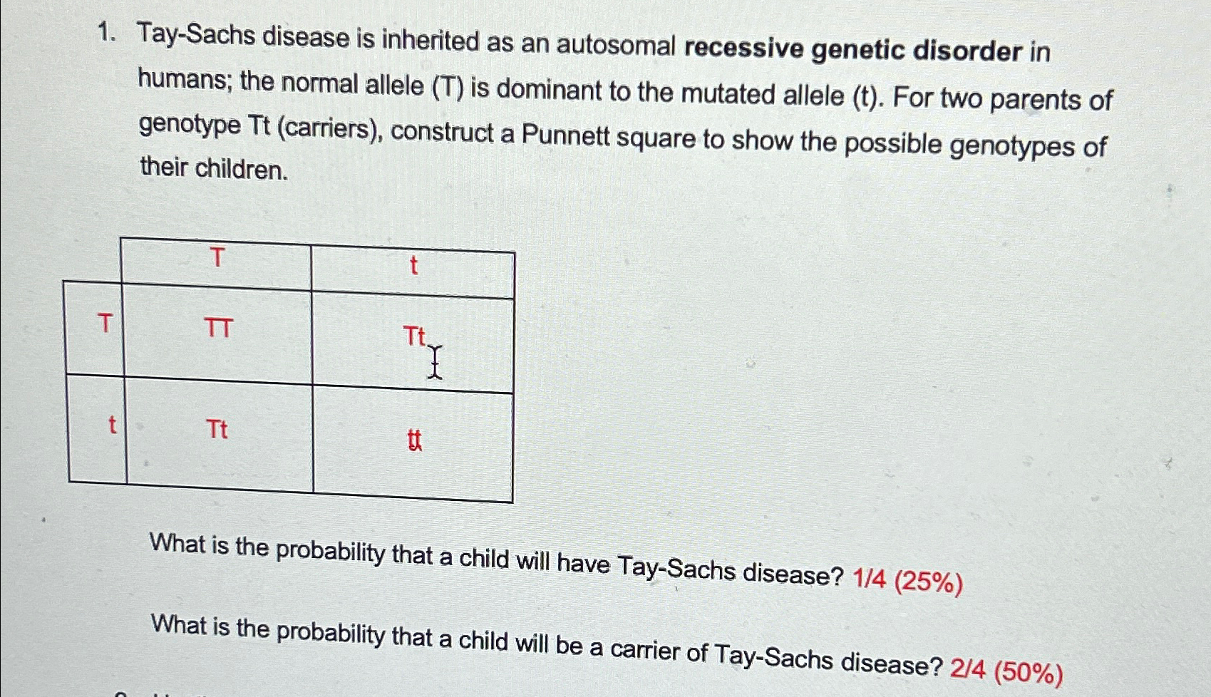 Solved Tay-Sachs disease is inherited as an autosomal | Chegg.com