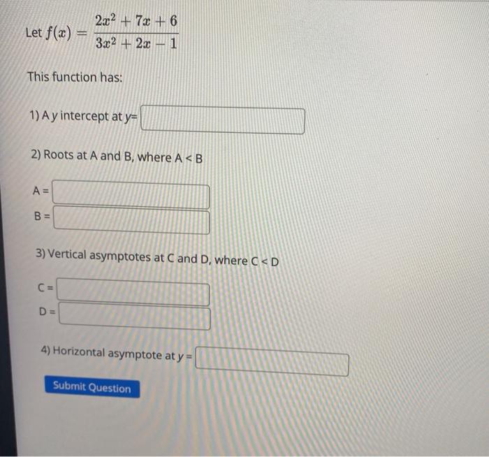 Solved Let F X 2x2 7 6 3 X2 2x 1 This Function Has