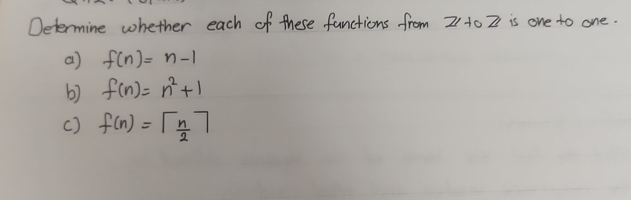 Solved Determine whether each of these functions from Z ﻿to | Chegg.com