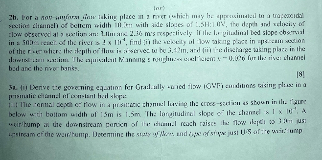 Solved (or)2b. ﻿For a non uniform flow taking place in a | Chegg.com