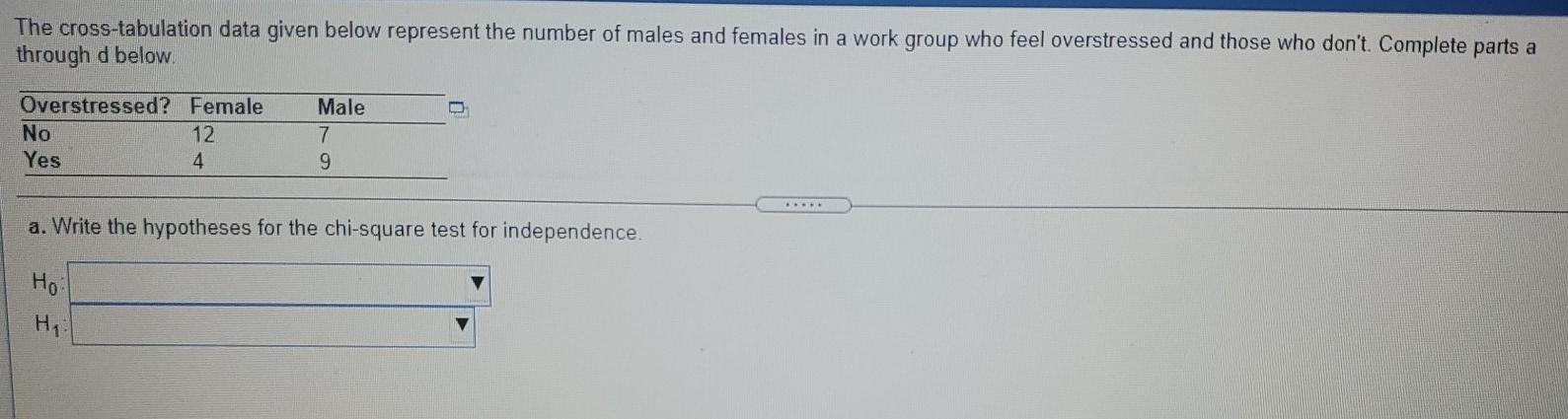 Solved The cross-tabulation data given below represent the | Chegg.com
