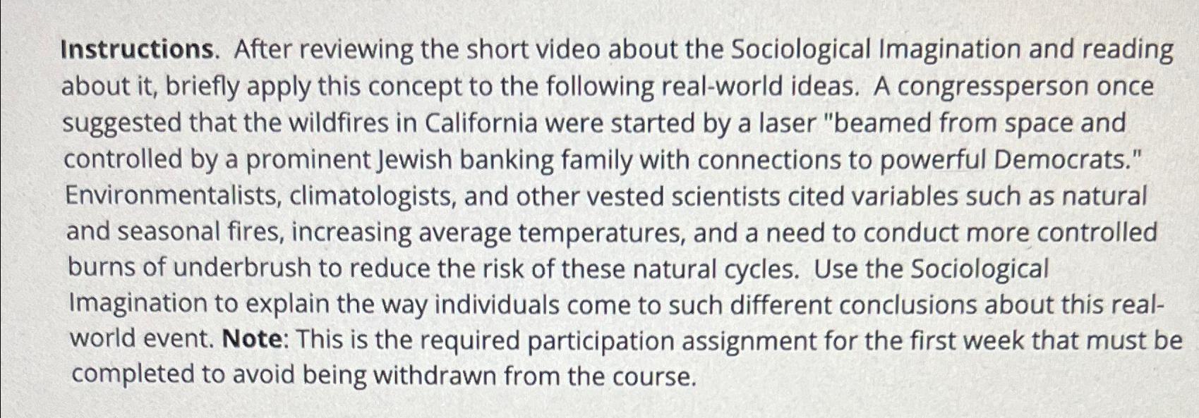 Solved Instructions. After reviewing the short video about | Chegg.com