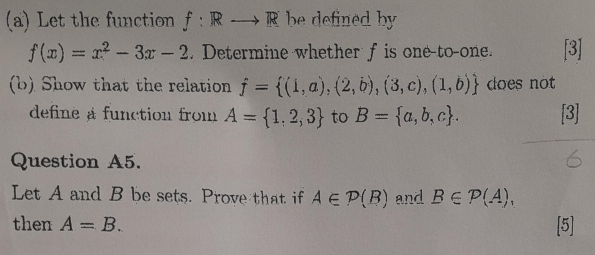 Solved Show that the relation dot f =\ (1, a) ( (2, b), (3, | Chegg.com