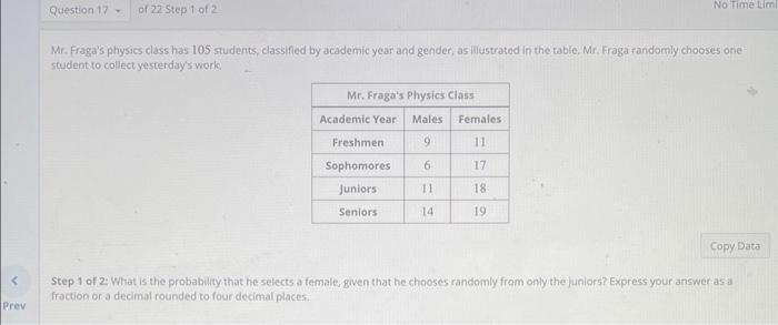 Solved Mr. Fraga's physics class has 105 students, | Chegg.com