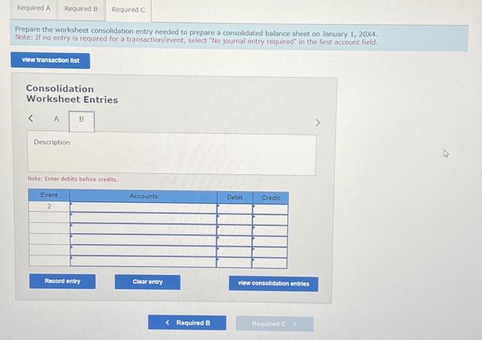 Solved repare the worksheet consolidation entries needed to | Chegg.com