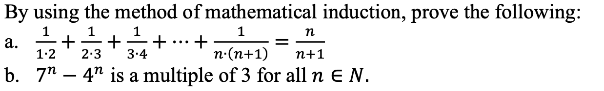 Solved By using the method of mathematical induction, prove | Chegg.com