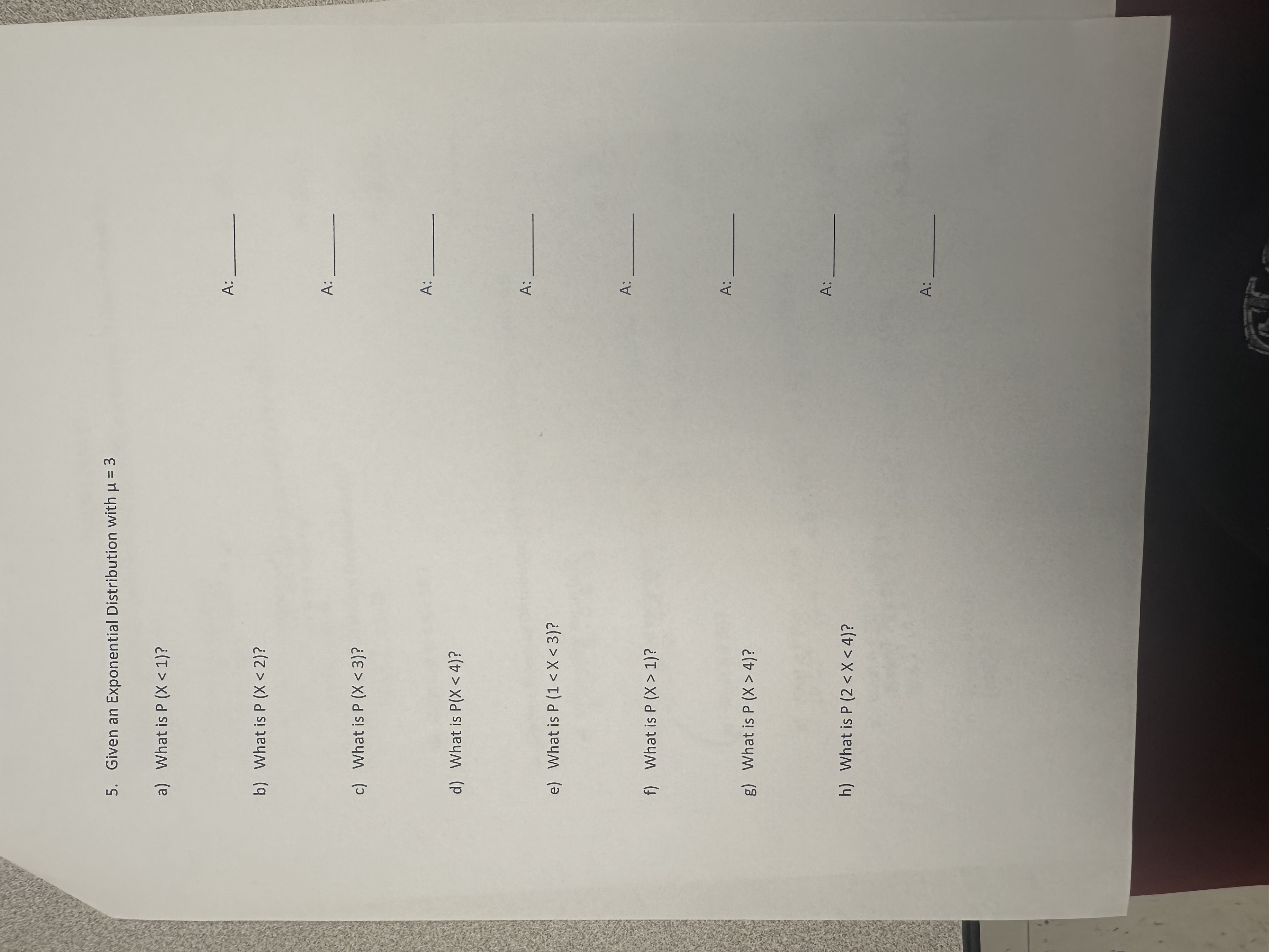 Solved Given an Exponential Distribution with μ=3a) ﻿What is | Chegg.com
