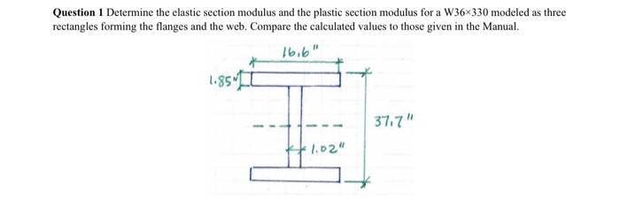 Solved Question 1 Determine the elastic section modulus and | Chegg.com