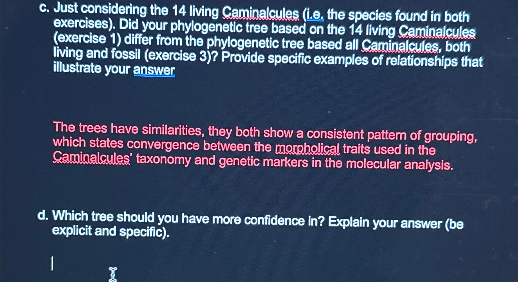 Solved C. ﻿Just considering the 14 ﻿living Caminalcules (ie, | Chegg.com