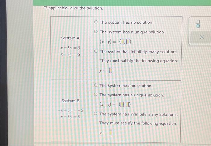 Solved If applicable, give the solution. | Chegg.com