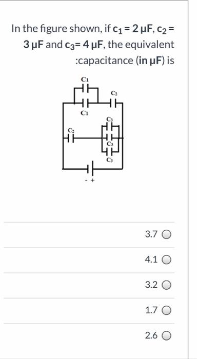 Solved In the figure shown, if c1 = 2 pF, C2 = 3 uF and C3= | Chegg.com