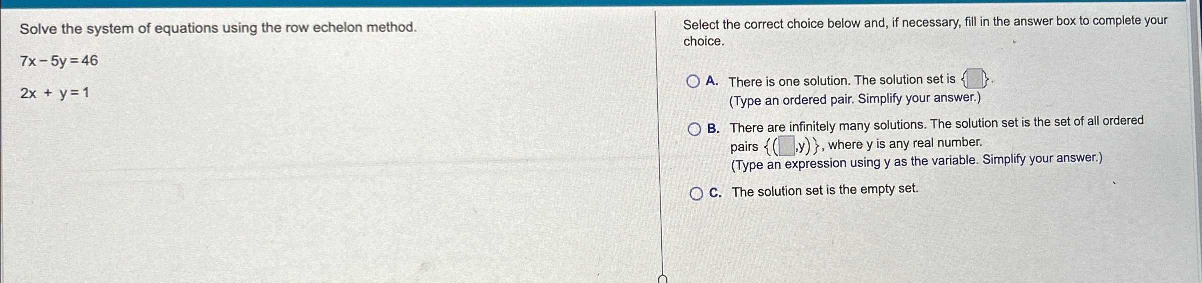 Solved Solve the system of equations using the row echelon | Chegg.com