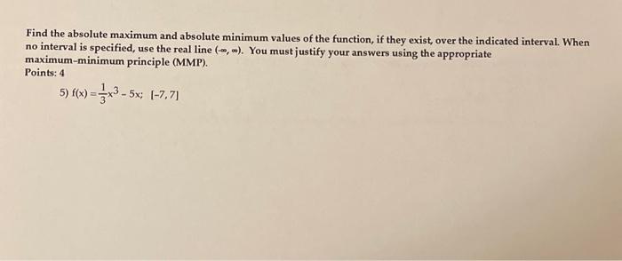 Solved Find the absolute maximum and absolute minimum values | Chegg.com