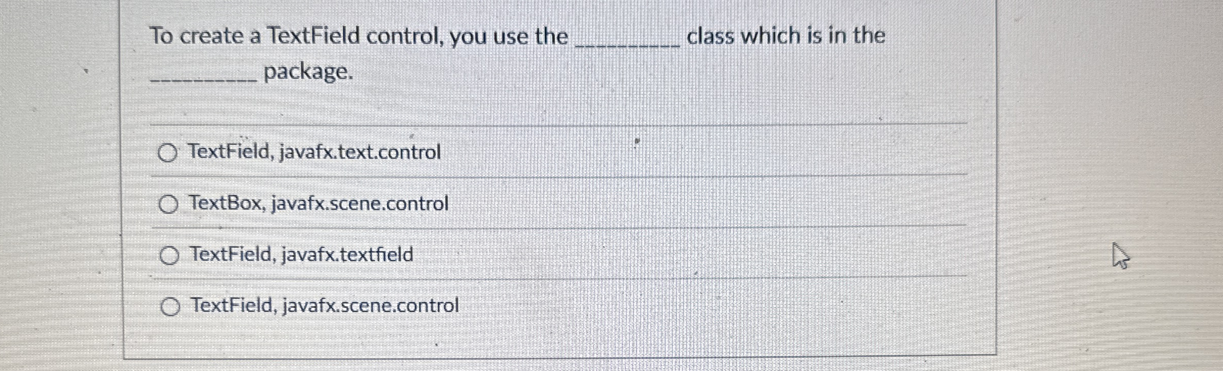 Solved To create a TextField control, you use the class | Chegg.com