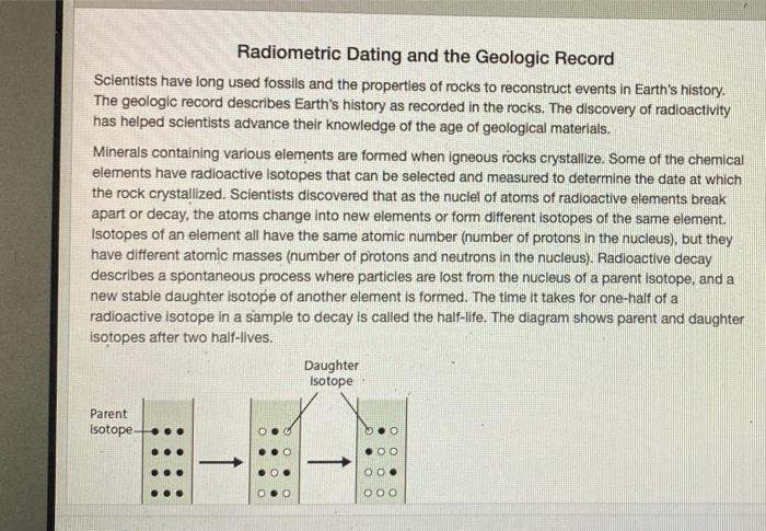 Solved Radiometric Dating and the Geologic Record Scientists | Chegg.com