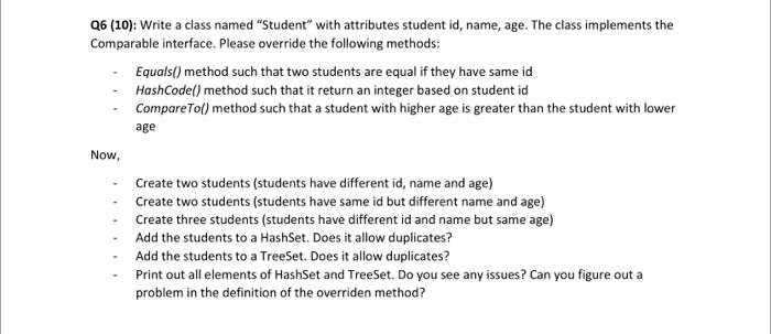 Solved Q6 (10): Write a class named "Student" with | Chegg.com