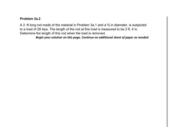Solved Problem 3a.2 A 2 -ft long rod made of the material in | Chegg.com