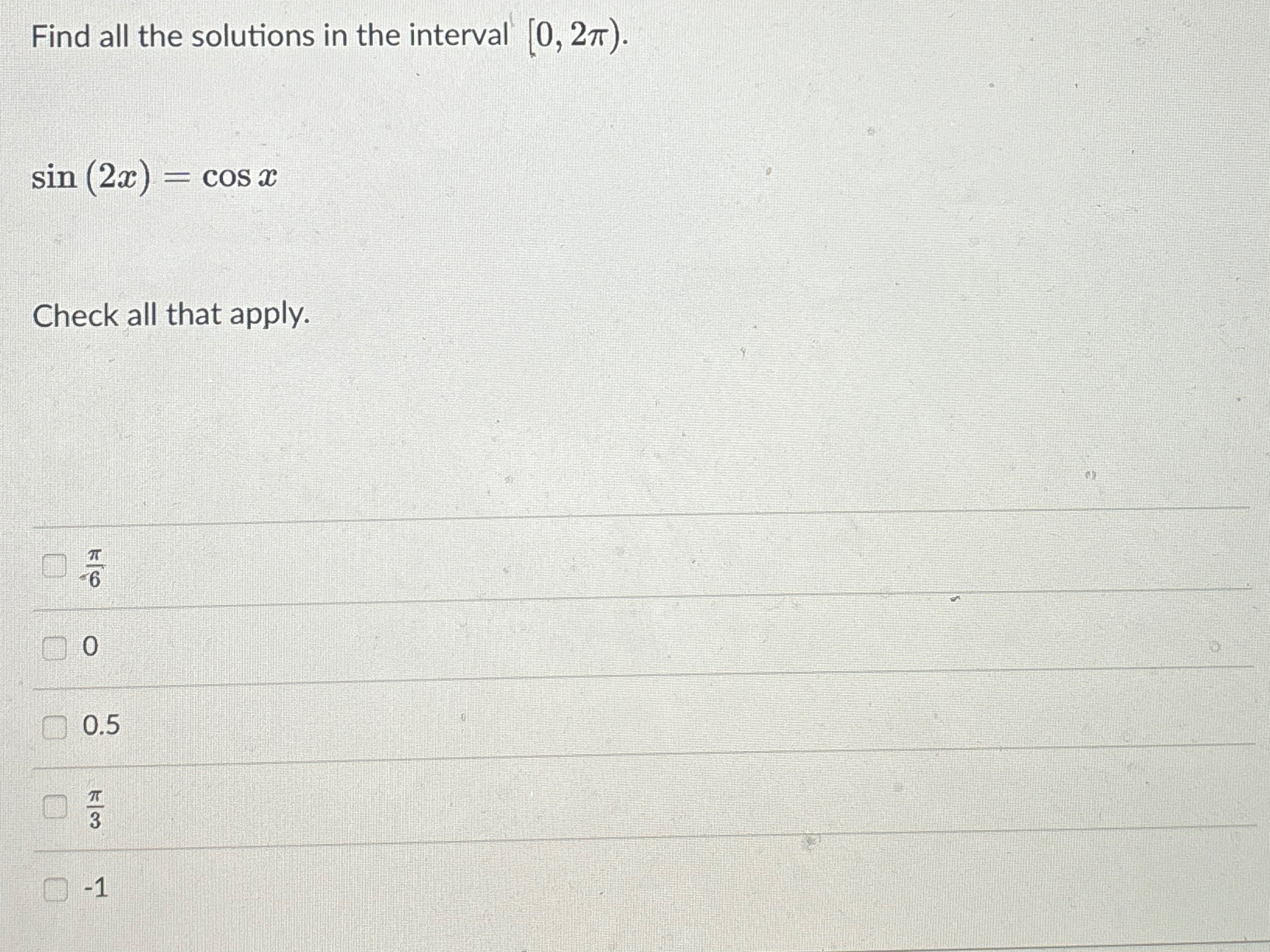 Solved Find all the solutions in the interval | Chegg.com