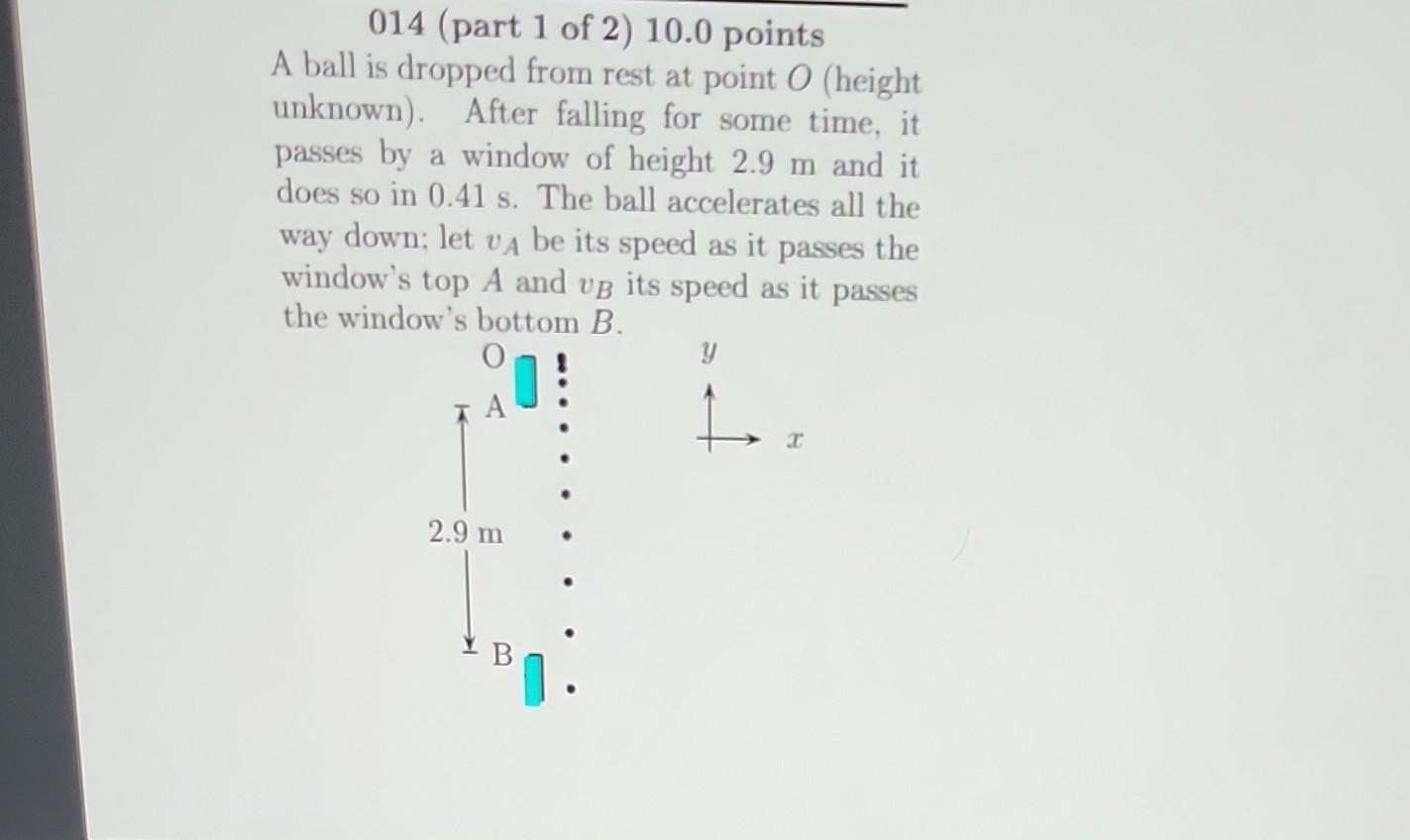 Solved 014 (part 1 of 2 ) 10.0 points A ball is dropped from | Chegg.com