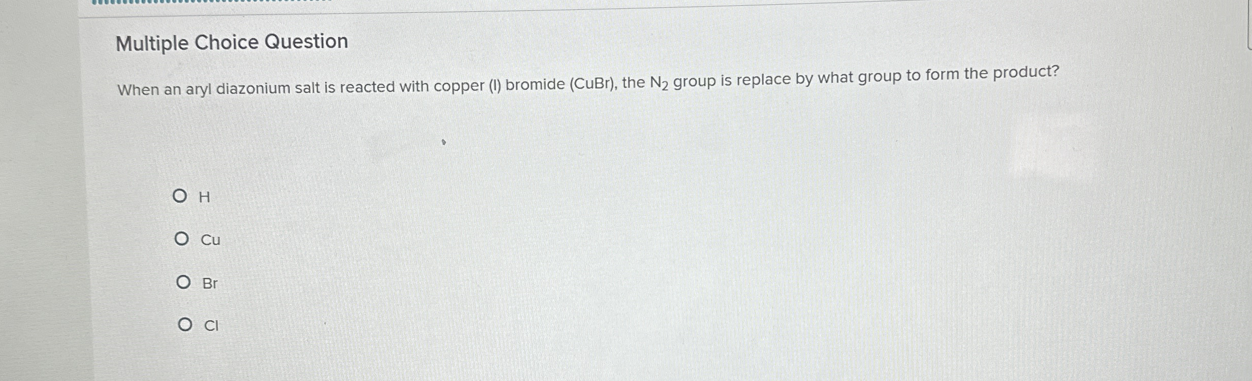 Multiple Choice QuestionWhen an aryl diazonium salt | Chegg.com Multiple Choice QuestionWhen an aryl diazonium salt | Chegg.com