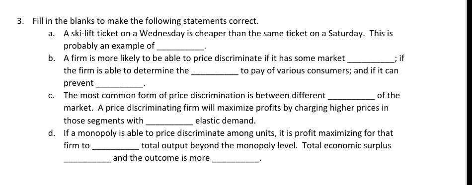 Solved 3. Fill in the blanks to make the following | Chegg.com