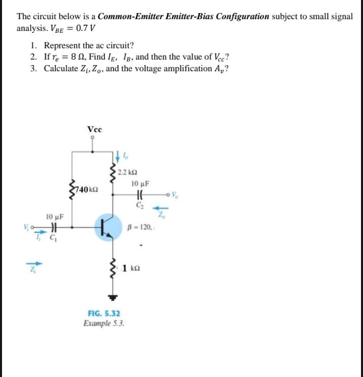 Solved The circuit below is a Common-Emitter Emitter-Bias | Chegg.com