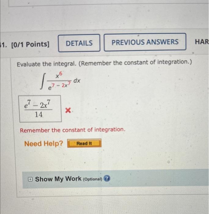 Solved Evaluate the integral. (Remember the constant of | Chegg.com