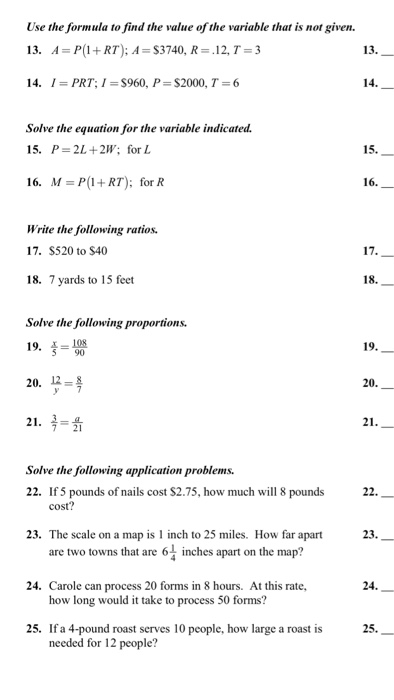 Solved Use the formula to find the value of the variable | Chegg.com