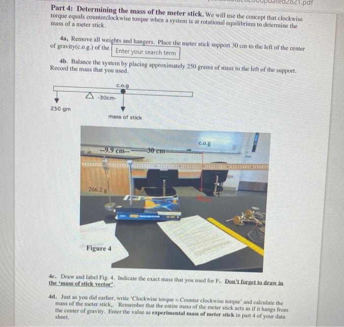 Solved 1.pdf Part 4: Determining the mass of the meter | Chegg.com