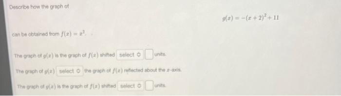 Solved Describe how the graph of g(x)=−(x+2)2+11 Can be | Chegg.com