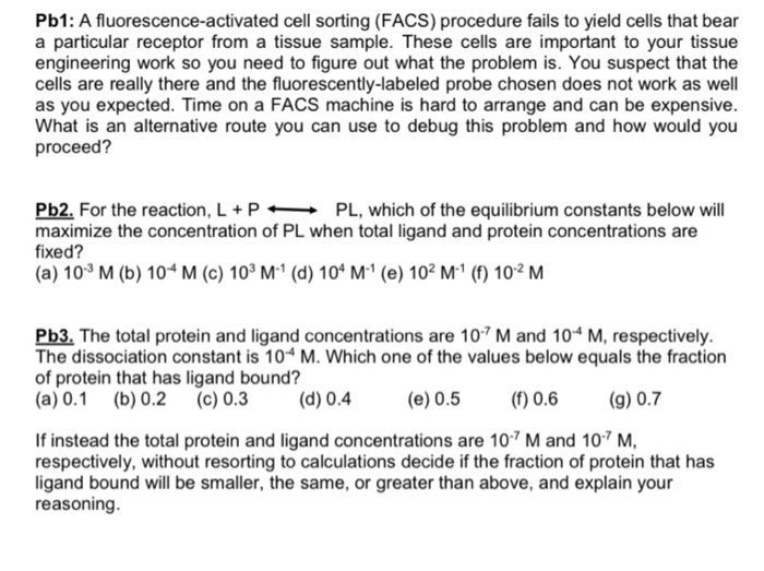 Solved Pb1: A fluorescence-activated cell sorting (FACS) | Chegg.com