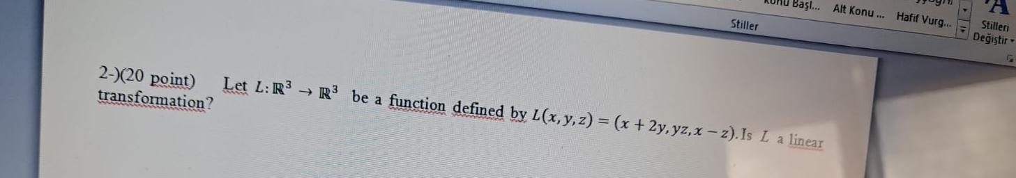 Solved Let L:R3→R3 ﻿be a function defined by | Chegg.com