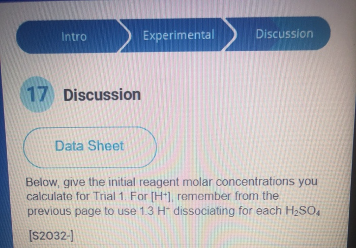 Intro Experimental Discussion 17 Discussion Data | Chegg.com
