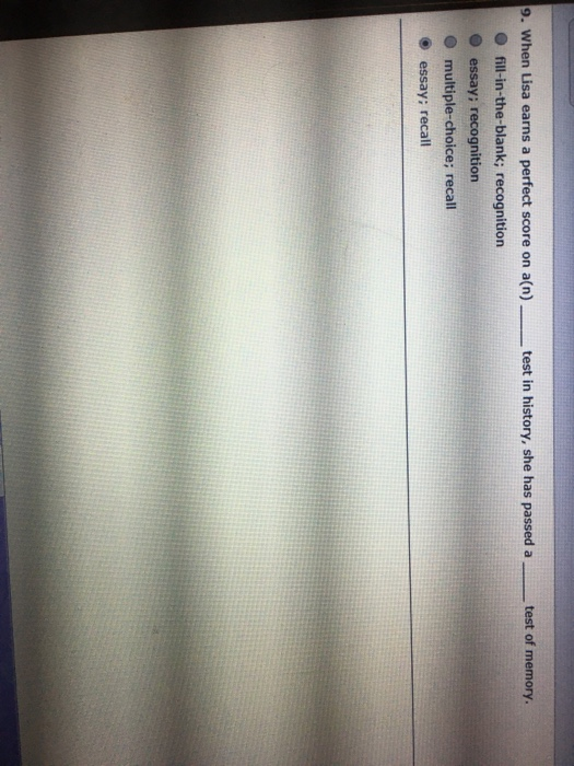 Solved Test Of Memory 9 When Lisa Earns A Perfect Score On Chegg